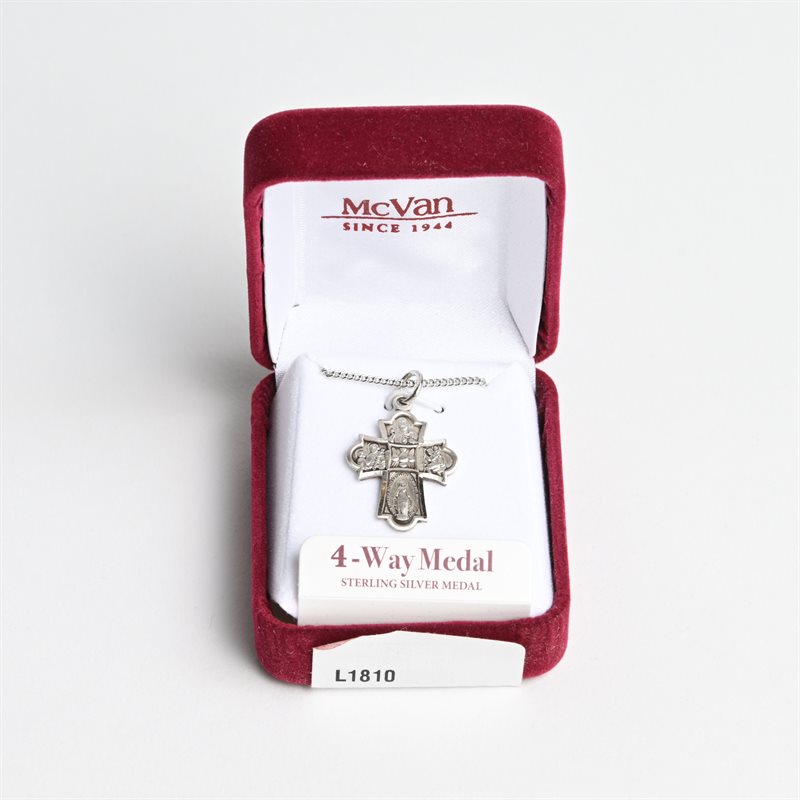 Four Way Cross 3 / 4" Silver on Chain